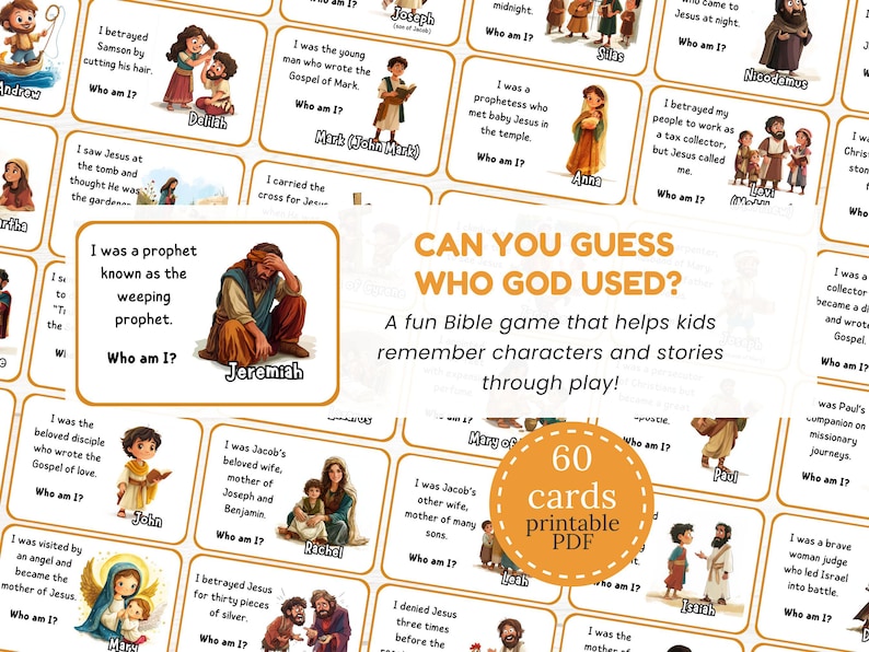 SUPER BUNDLE: Bible Character Study Guide Flashcards Guess the Bible ...