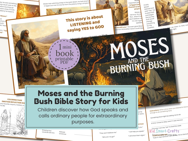 Moses and the Burning Bush Bible Story Mini Book Printable Kids ...