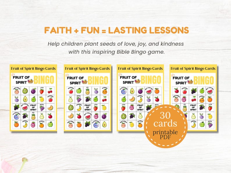 Fruits of the Spirit Bingo Game for Christian Kids Bible Lesson Pack ...