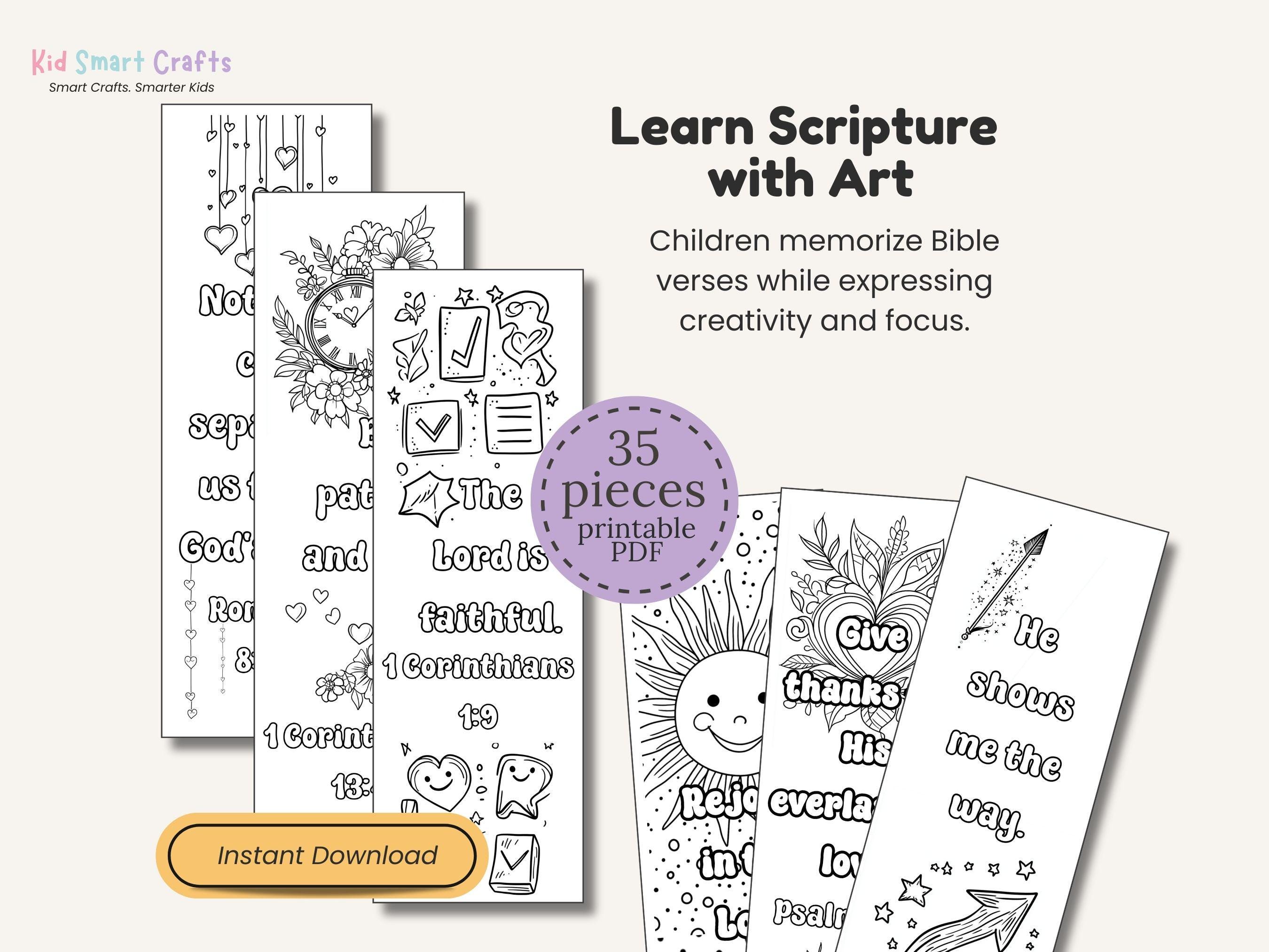 Memory Verse Coloring Bookmarks Bible Bookmarks Coloring Set Printable ...