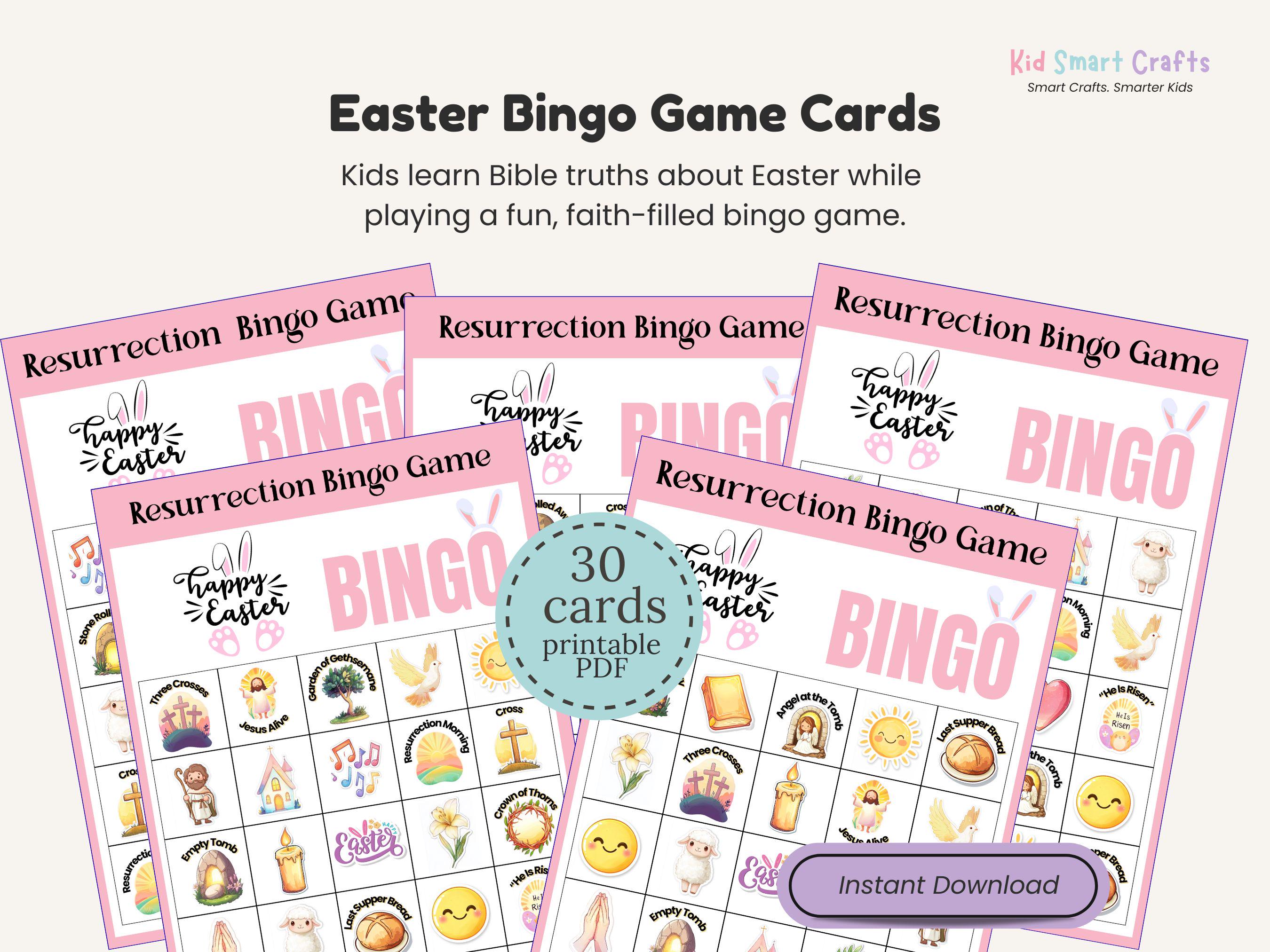 Christian Easter Bingo Game Cards for Kids Christian Printable Bible ...