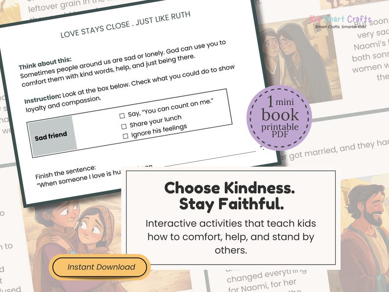 Ruth and Naomi Bible Story for Kids Bible Lesson Printable Christian ...