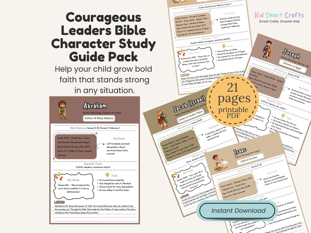 Courageous Leaders Printable Bible Study Guide for Christian Kids Bible ...