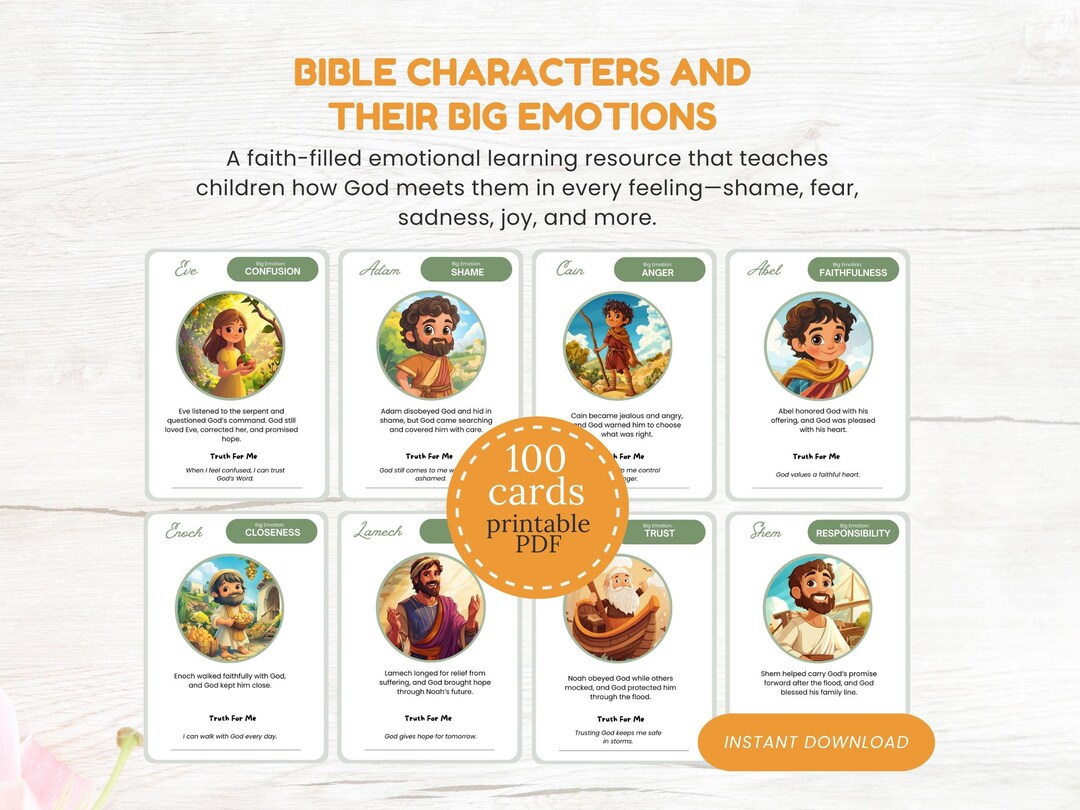 Bible Emotion Cards With Old Testament Bible Characters Flashcards for ...