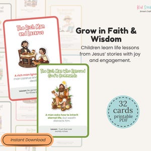 Jesus Parables Bible Story Flashcards for Christian Kids Printable ...