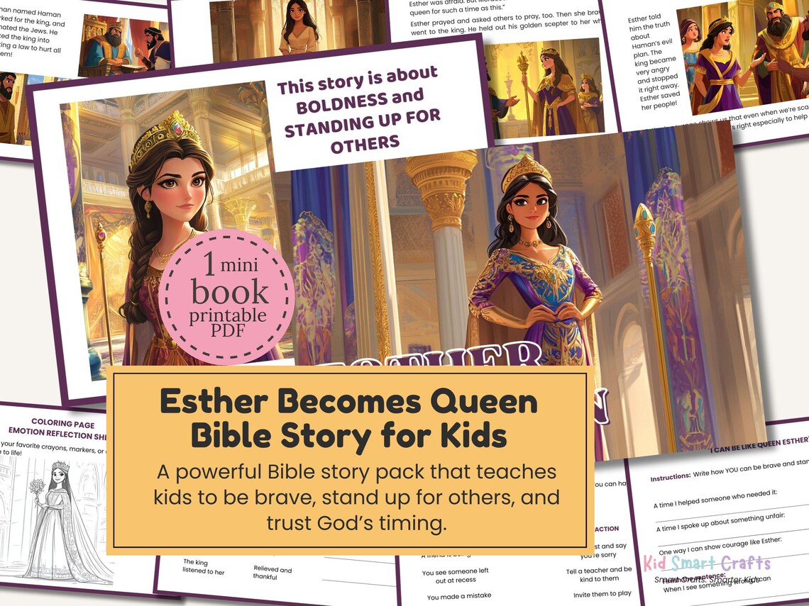 Esther Becomes Queen Bible Story for Kids Christian Printable Storybook ...