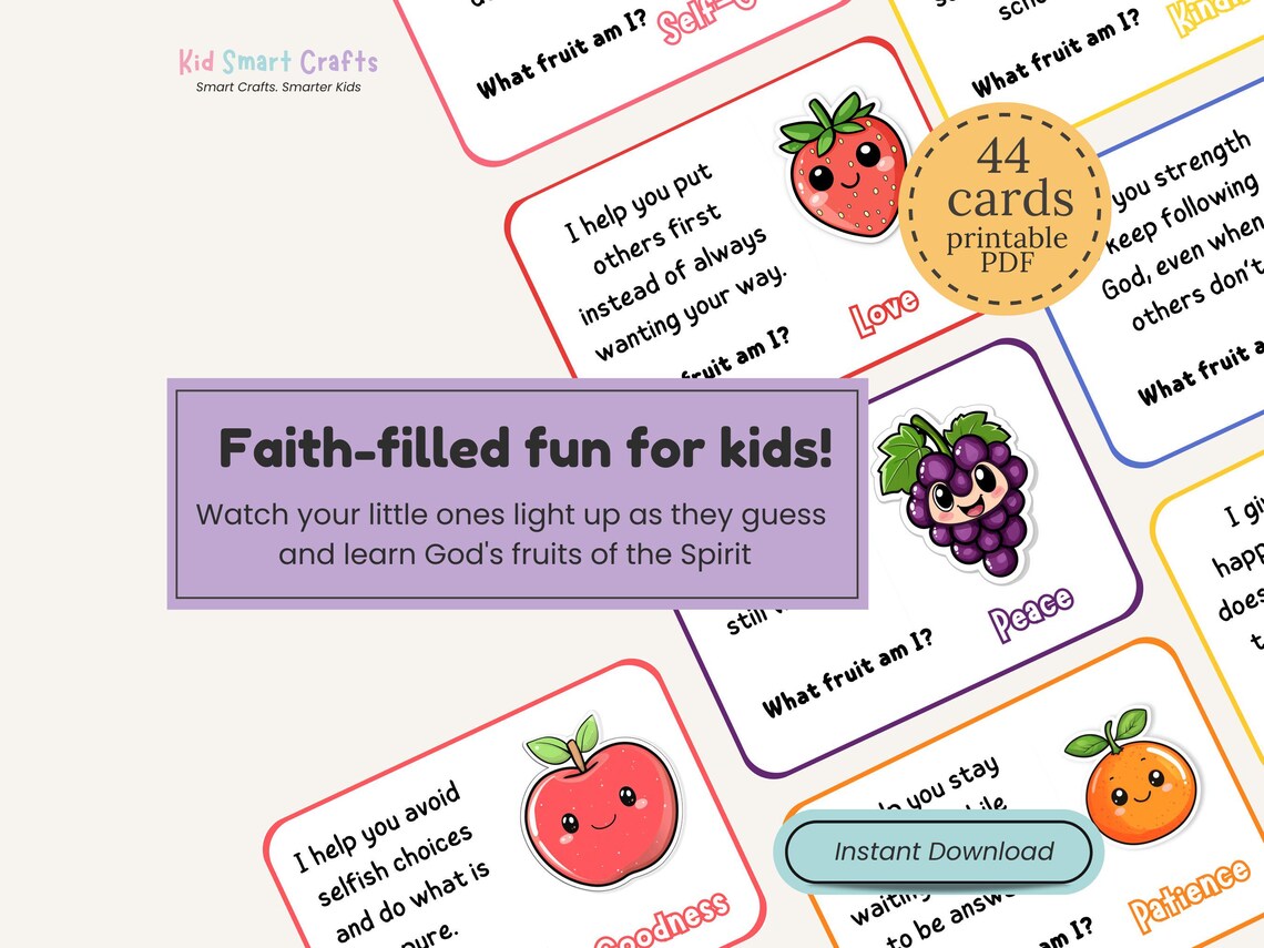 Fruit of the Spirit Fun Guessing Game Bible Activity for Christian Kids ...