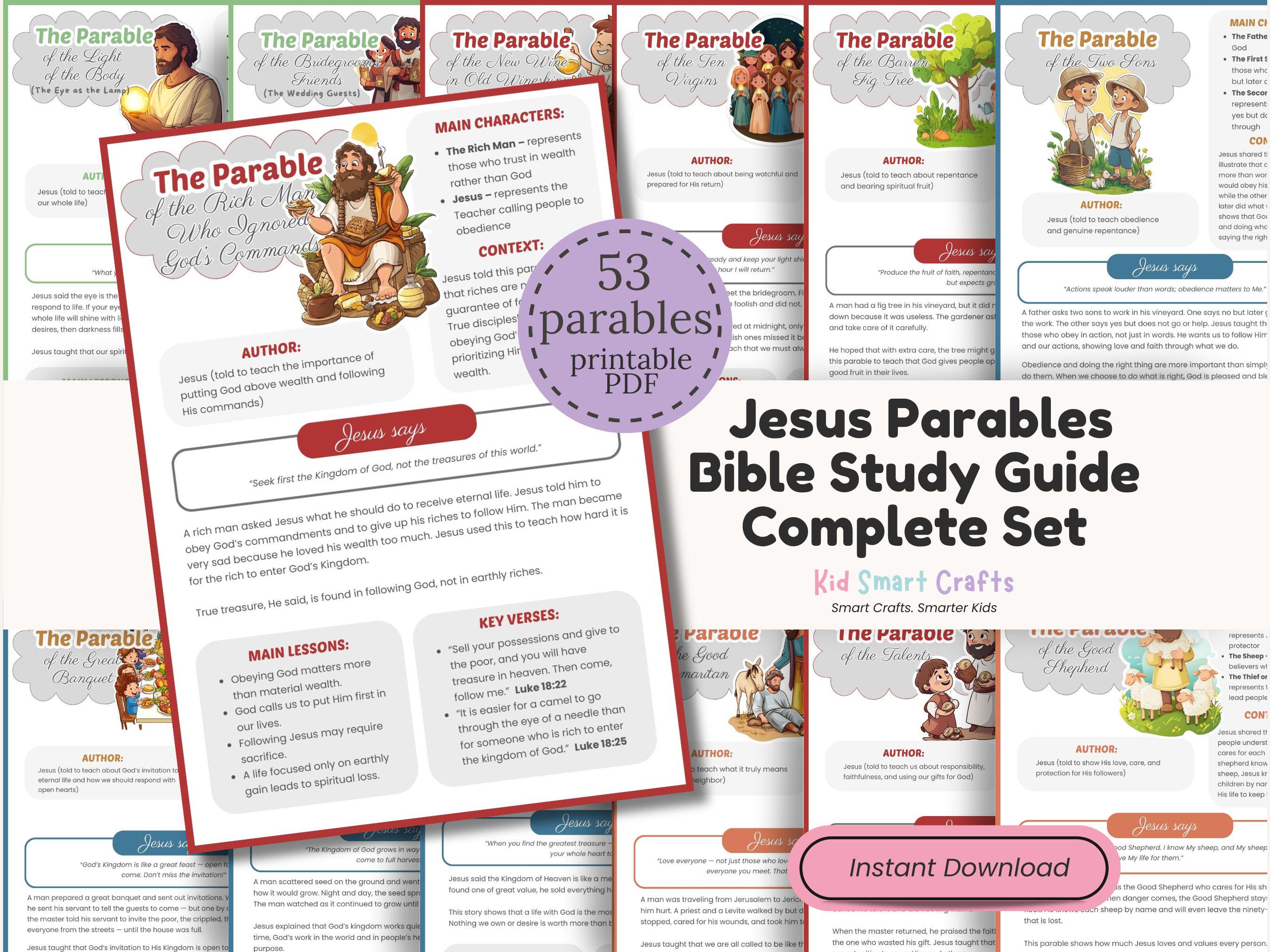 Jesus Parables Bible Study Guide for Christian Kids Jesus Stories ...