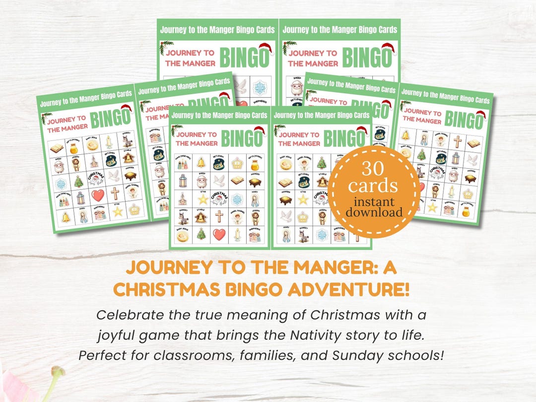 Printable Nativity Story Bingo Game Set for Christian Kids Christmas ...