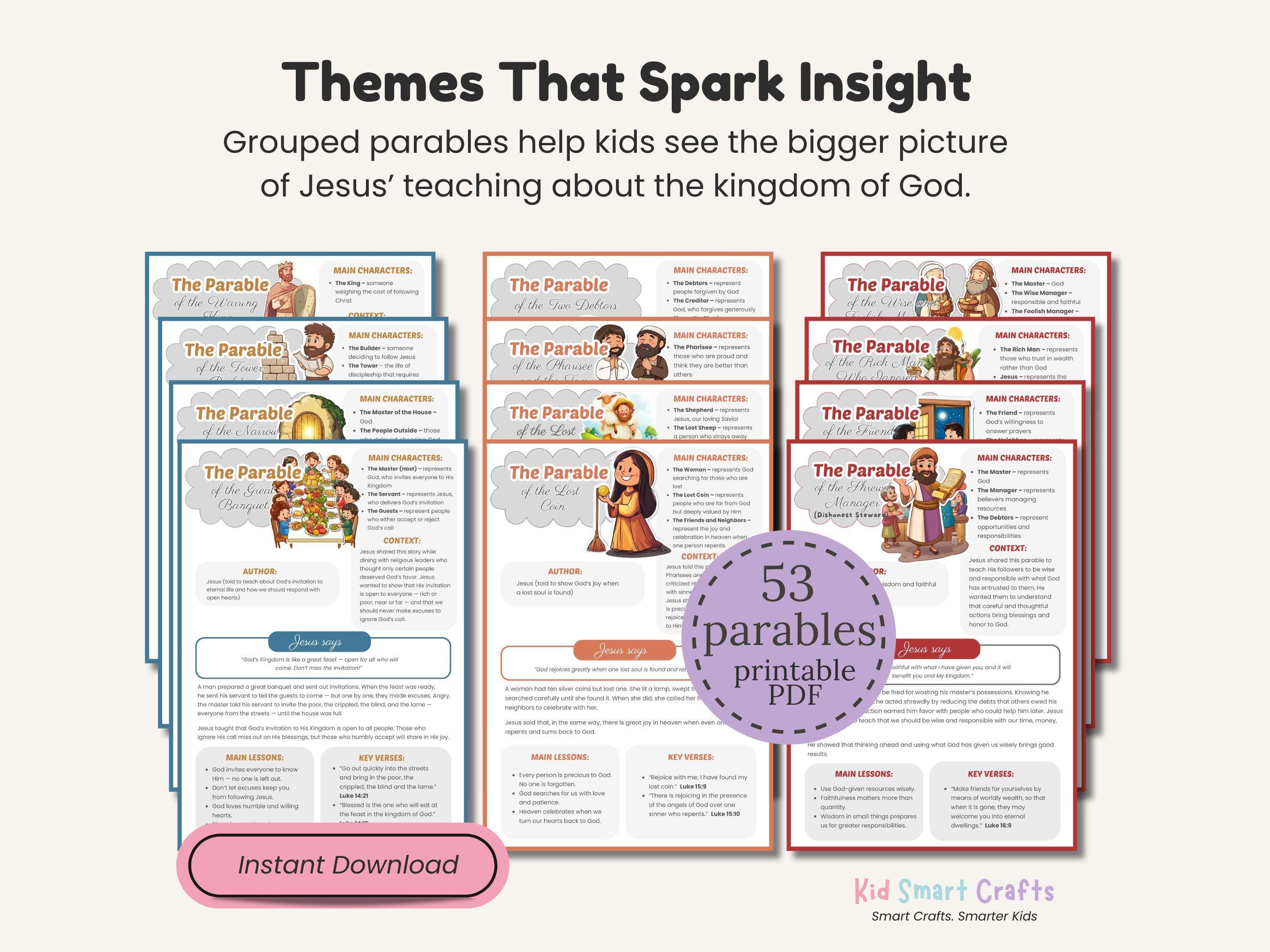 Jesus Parables Bible Study Guide for Christian Kids Jesus Stories ...