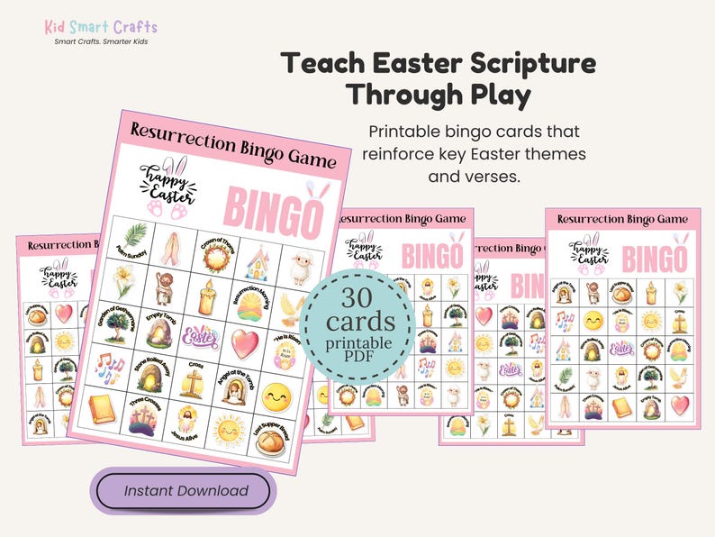 Christian Easter Bingo Game Cards for Kids Christian Printable Bible ...