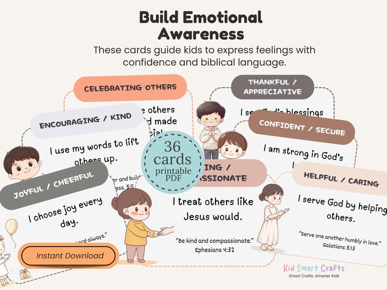 Printable Emotion Cards for Christian Kids Feelings Flashcards With ...