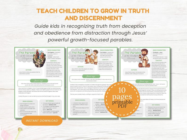 Jesus Parables About Growth and Obedience Study Guide Printable Bible ...