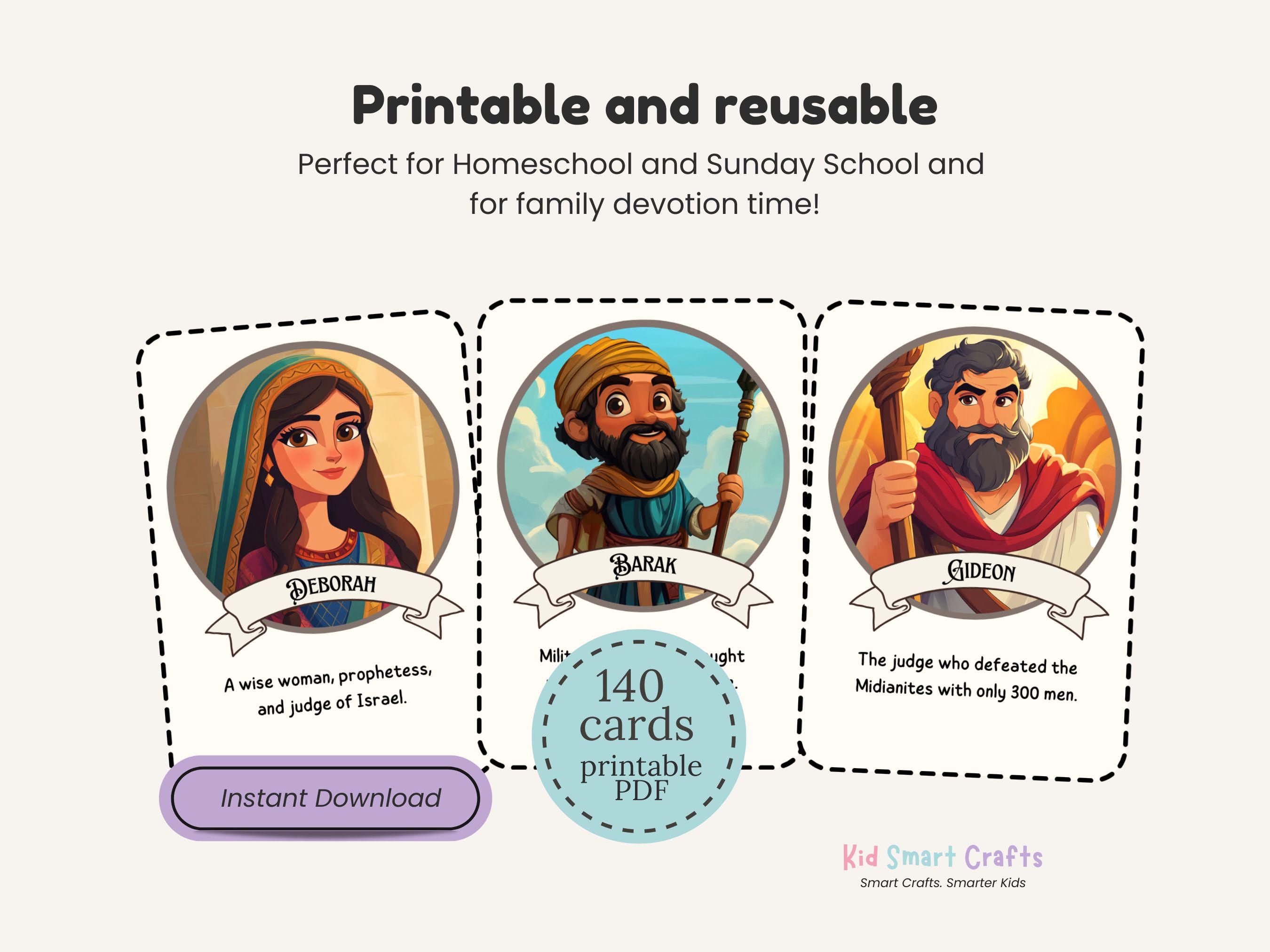 Bible Characters Flash Cards for Christian Kids Fun Bible Lesson Tool ...