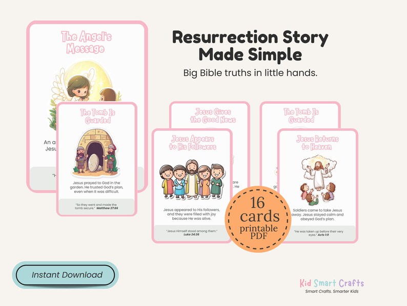 Christian Easter Printable Jesus Resurrection Story Cards Pack for ...