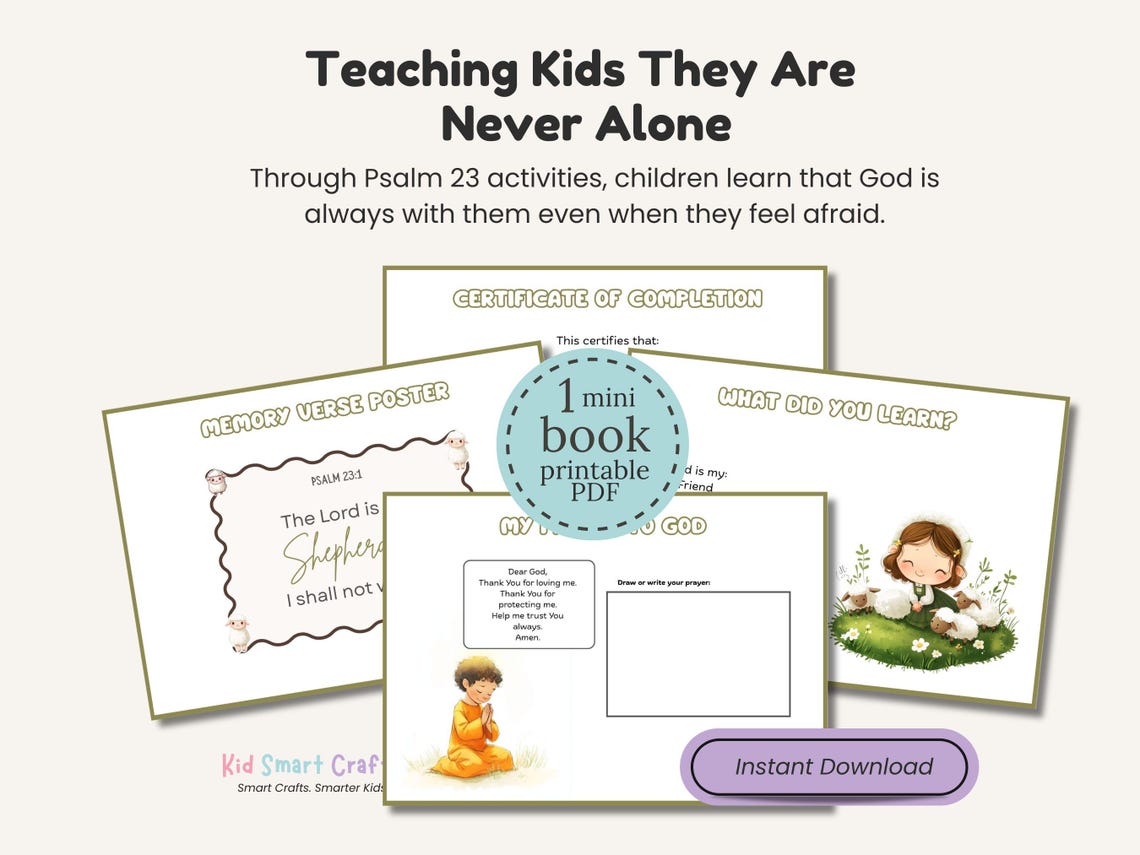 Psalm 23 Activity Pack for Kids Printable Bible Worksheets Sunday ...