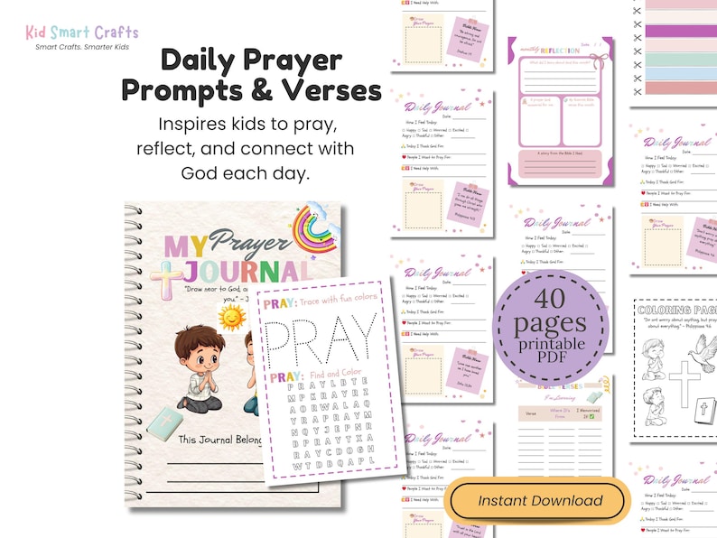 Kids Prayer Journal: 30-day Guided Christian Devotional (digital PDF ...