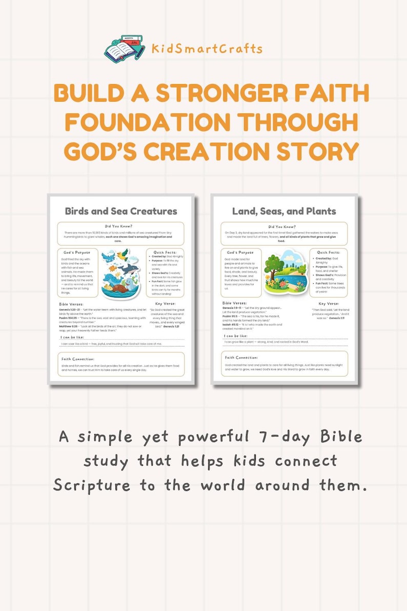 7 Days of God’s Creation Bible Study Guide for Christian Kids Faith ...