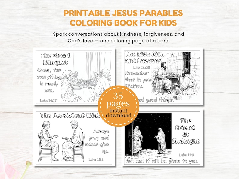 Jesus Parables Coloring Pages for Christian Kids Bible Stories Faith ...