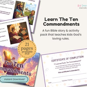 Ten Commandments Bible Story and Activity Pack Printable Christian ...