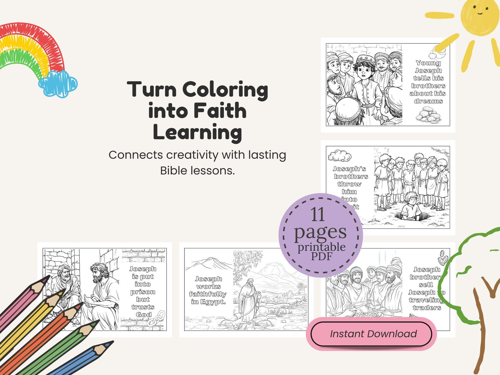 Joseph and His Brothers Bible Story Sequencing Coloring Pages Printable ...