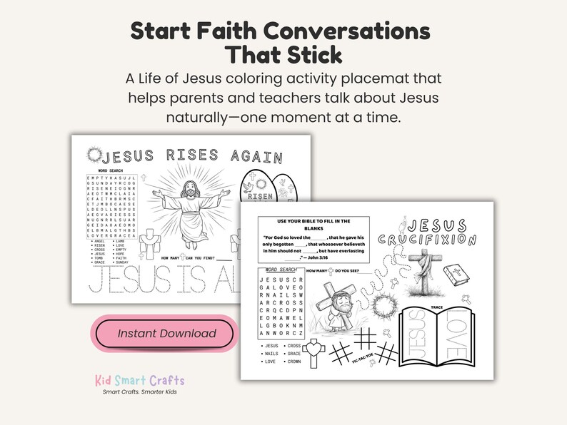 BUNDLE Life of Jesus Printable Placemat for Christian Kids Bible Story ...