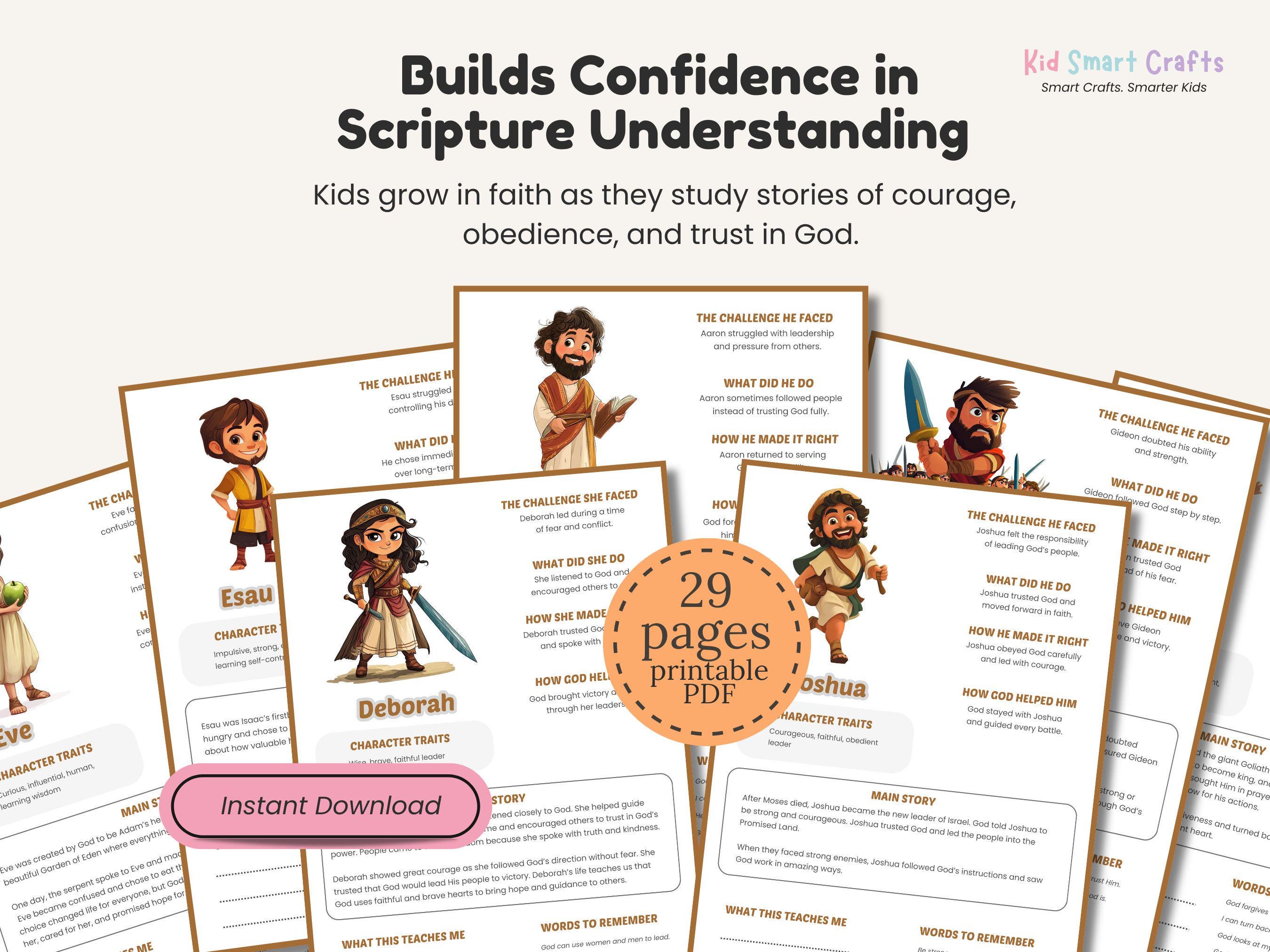 Old Testament Bible Character Study Pack for Kids Bible Lessons ...