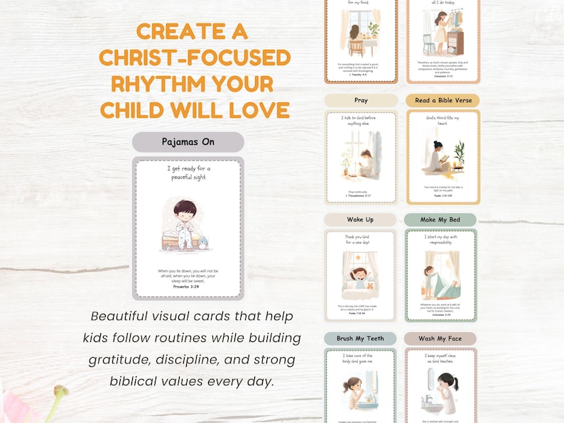 Printable Daily Routine Cards for Kids Christian Visual Schedule Set ...