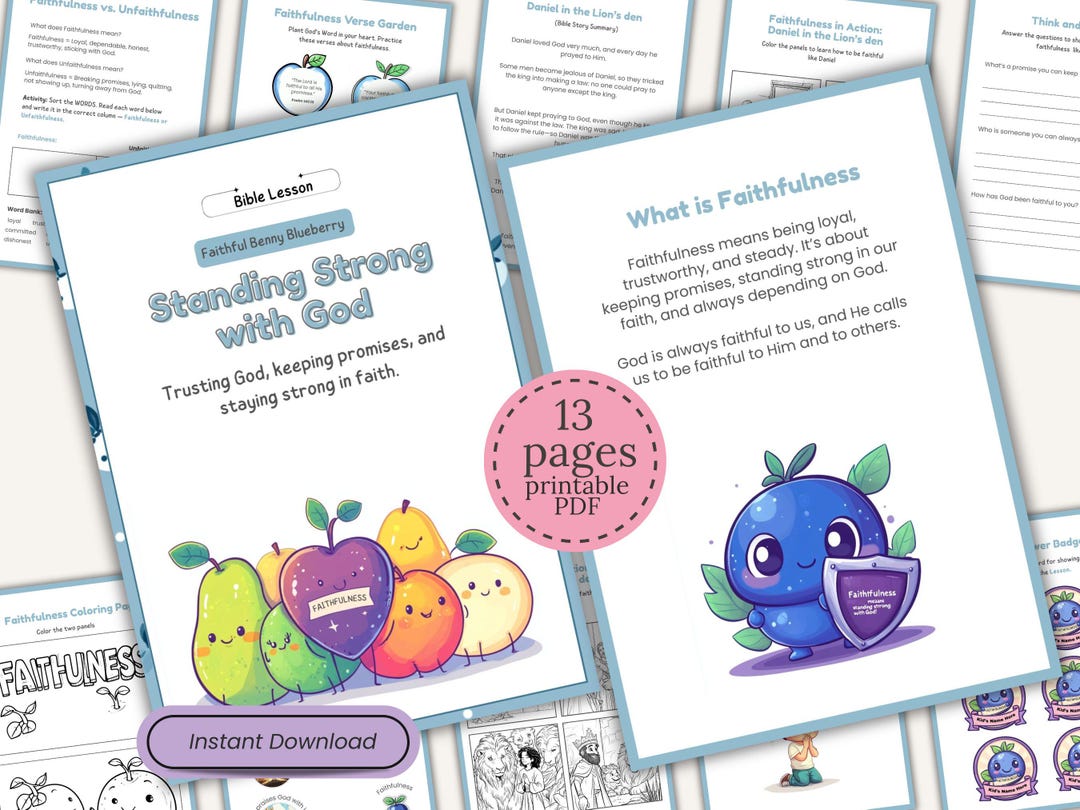 Fruit of the Spirit Faithfulness Lesson for Kids Christian Printable ...