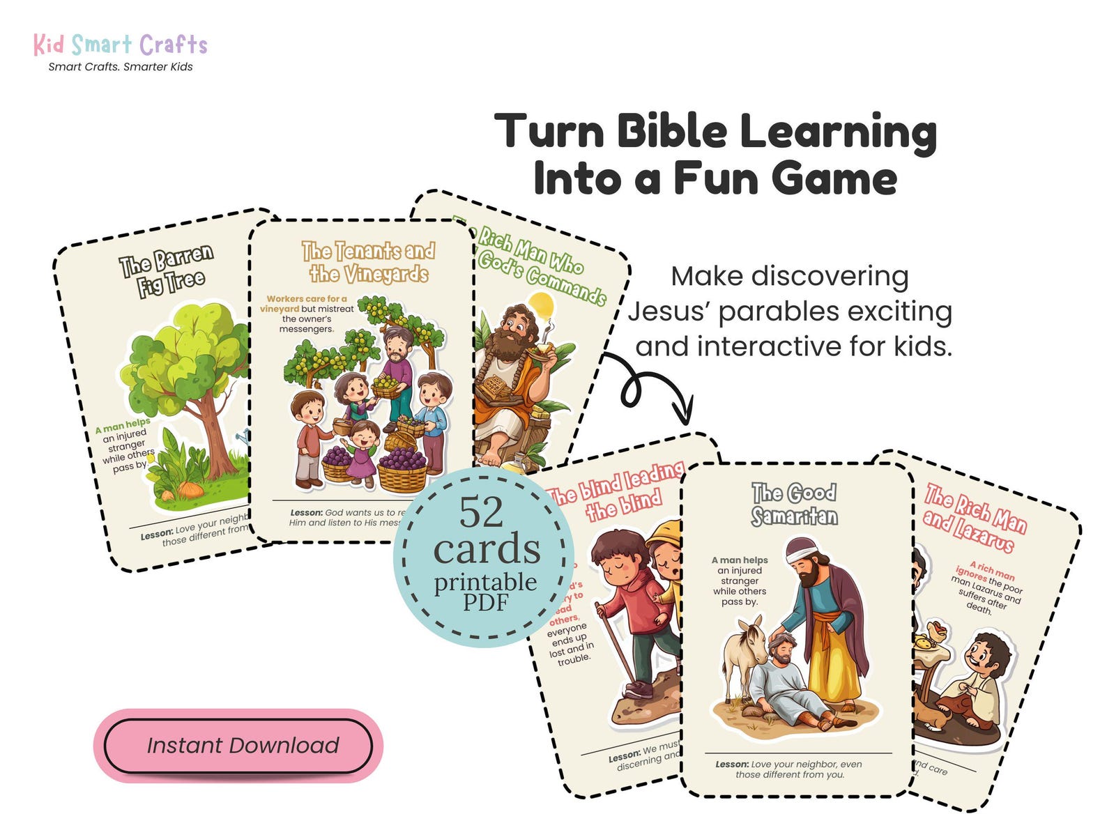 Jesus Parables Flashcards for Kids Printable Bible Story Cards Fun ...