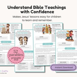 COMPLETE SET: Jesus Parables Printable Bible Study Guide Jesus Teaching ...