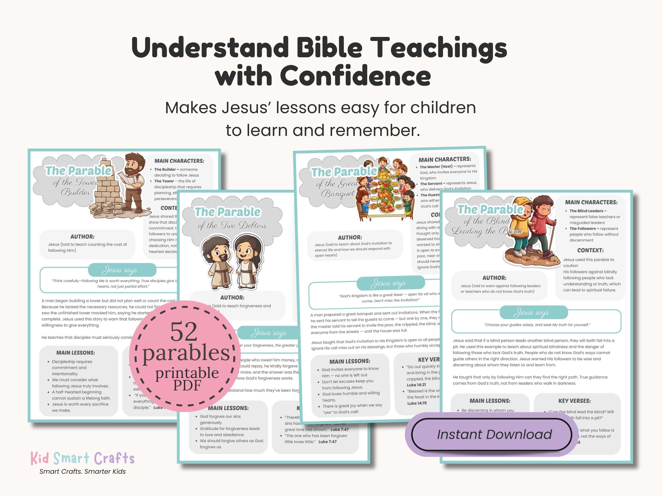 COMPLETE SET: Jesus Parables Printable Bible Study Guide Jesus Teaching ...