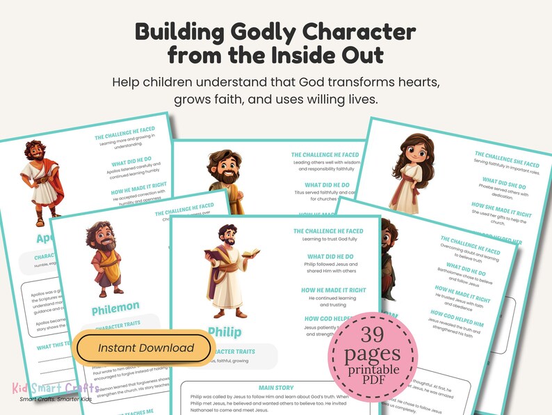 New Testament Bible Characters Study Guide Pack for Kids Bible Lessons ...