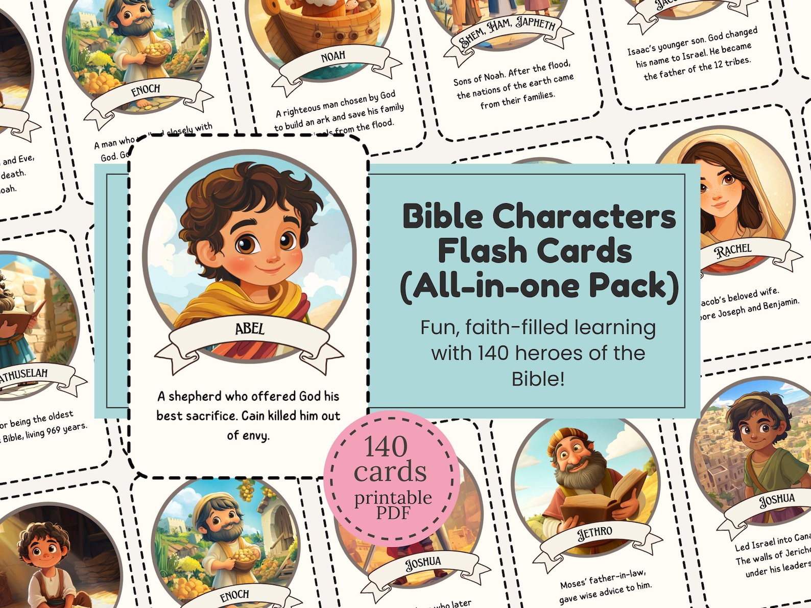 Bible Characters Flash Cards for Christian Kids Fun Bible Lesson Tool ...