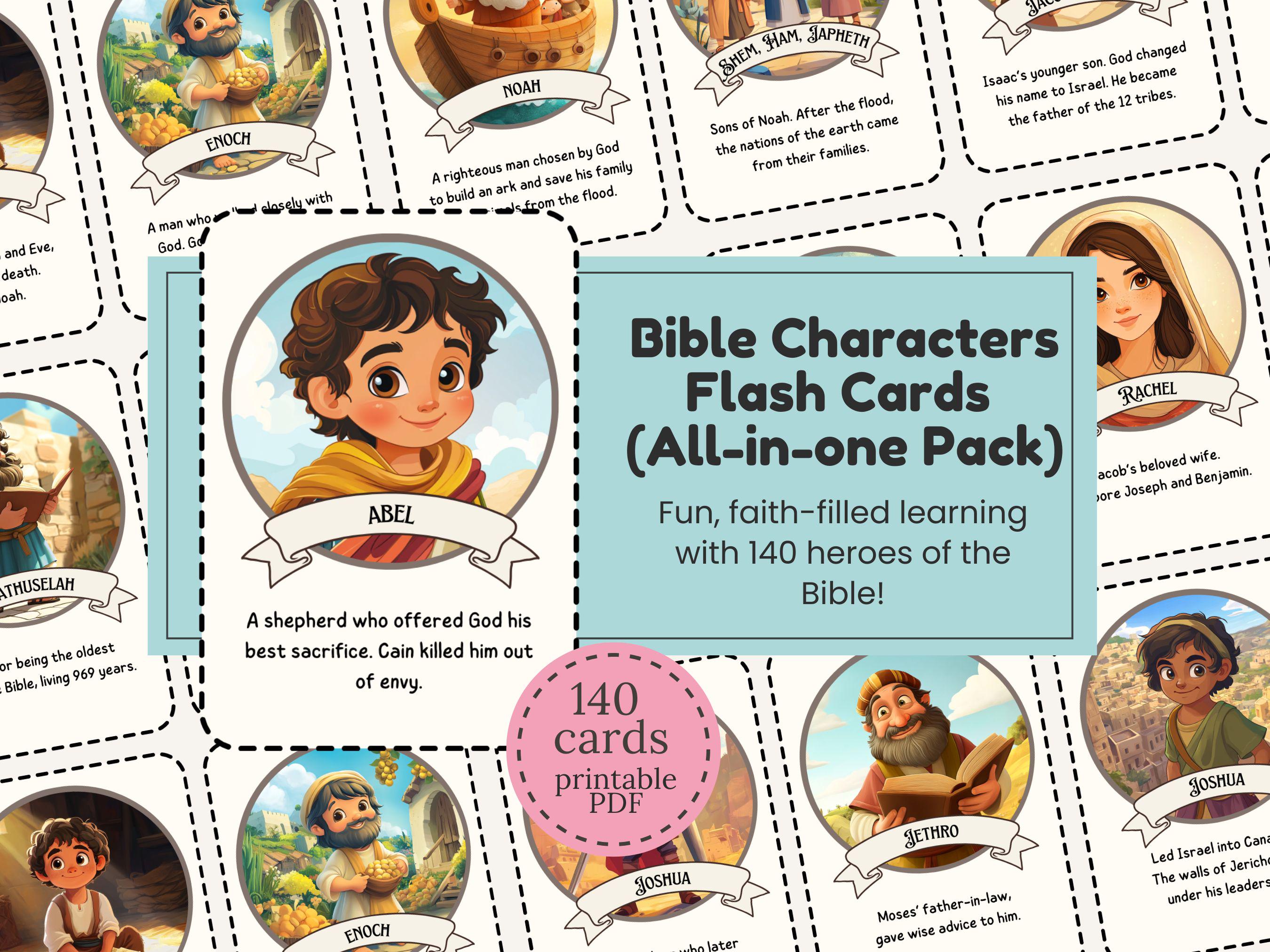 Bible Characters Flash Cards for Christian Kids Fun Bible Lesson Tool ...