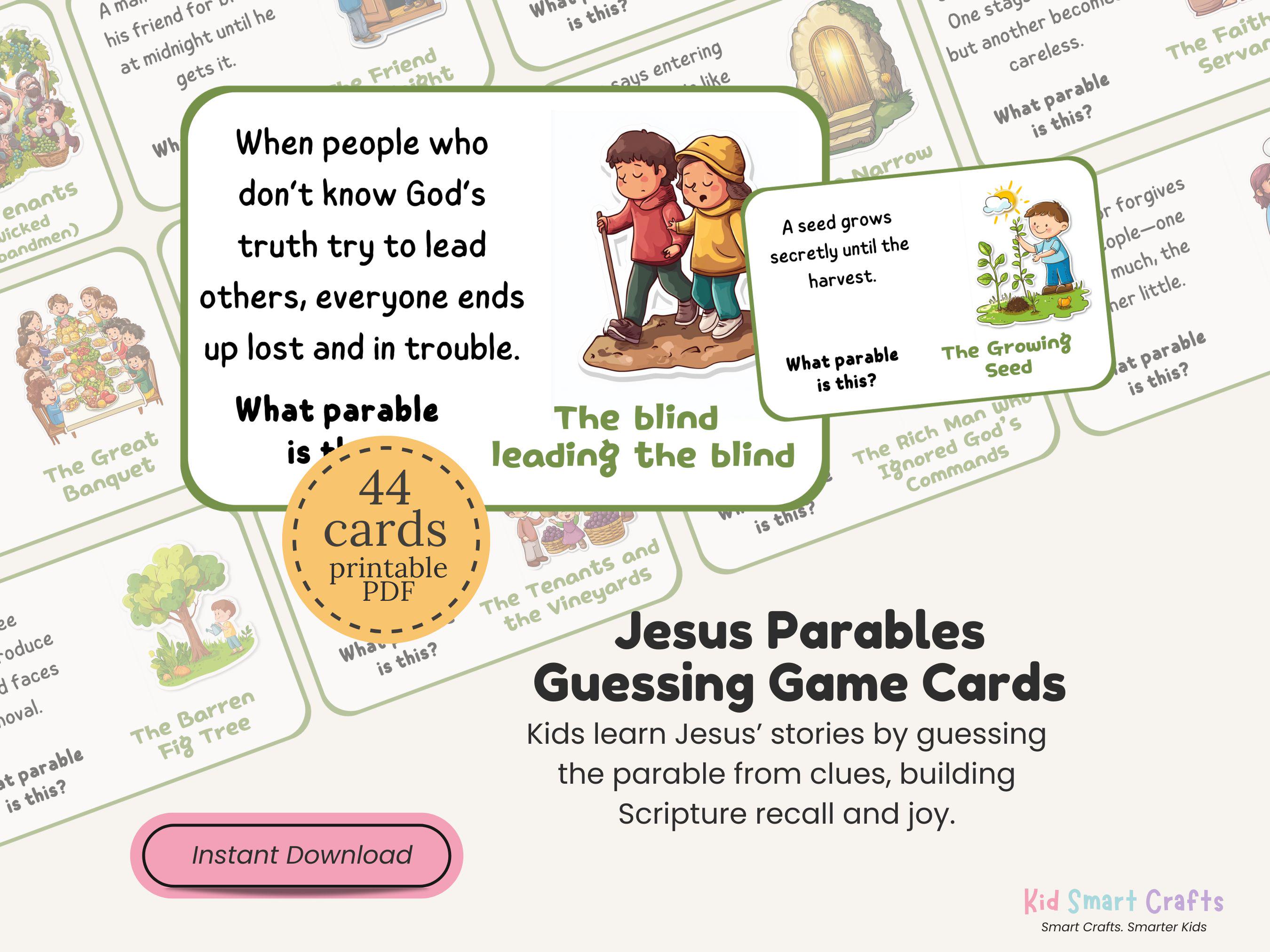 Jesus Parables Guessing Game Cards Fun Bible Games for Christian Kids ...