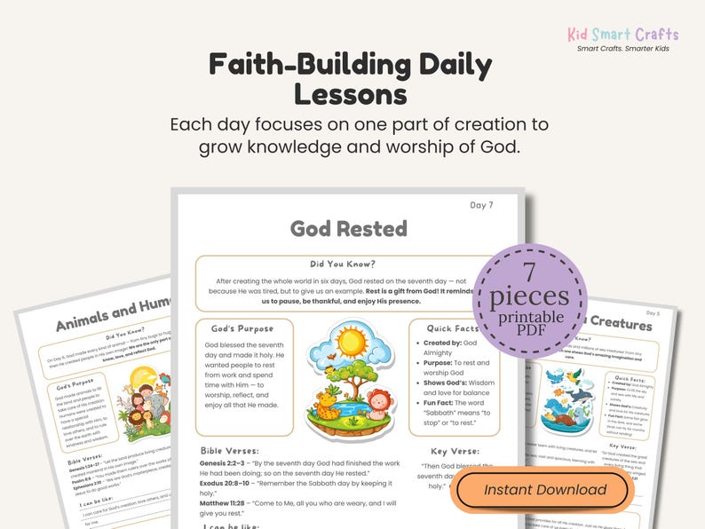 7 Days of God’s Creation Bible Study Guide for Christian Kids Faith ...
