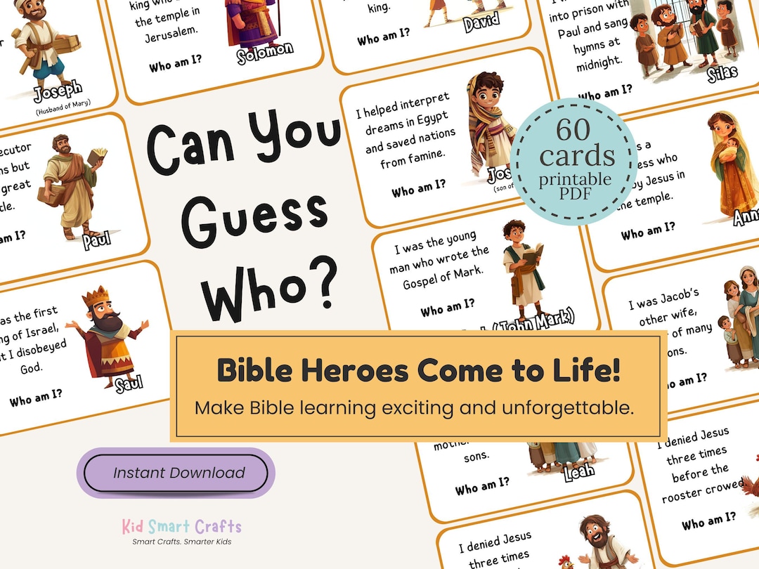 Guess the Bible Character Flash Cards Bible Games for Kids Christian ...