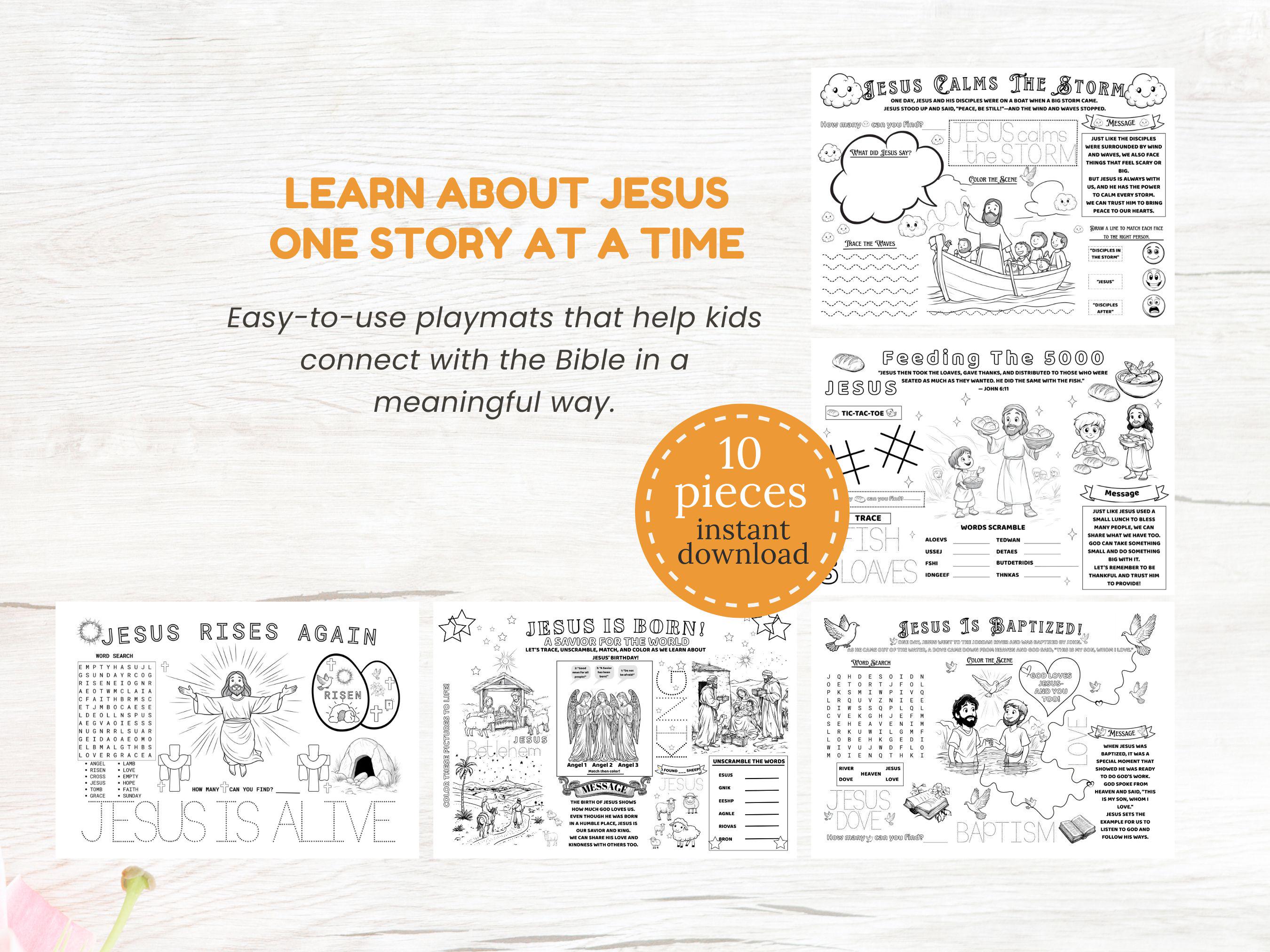 BUNDLE Life of Jesus Printable Playmat for Christian Kids Bible Story ...