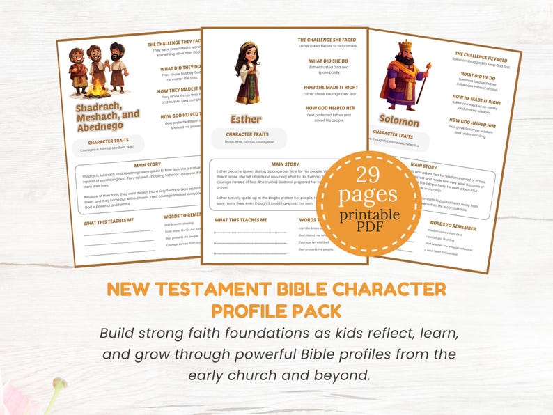 SUPER BUNDLE: Bible Characters Learning Pack for Kids Bible Flashcards ...
