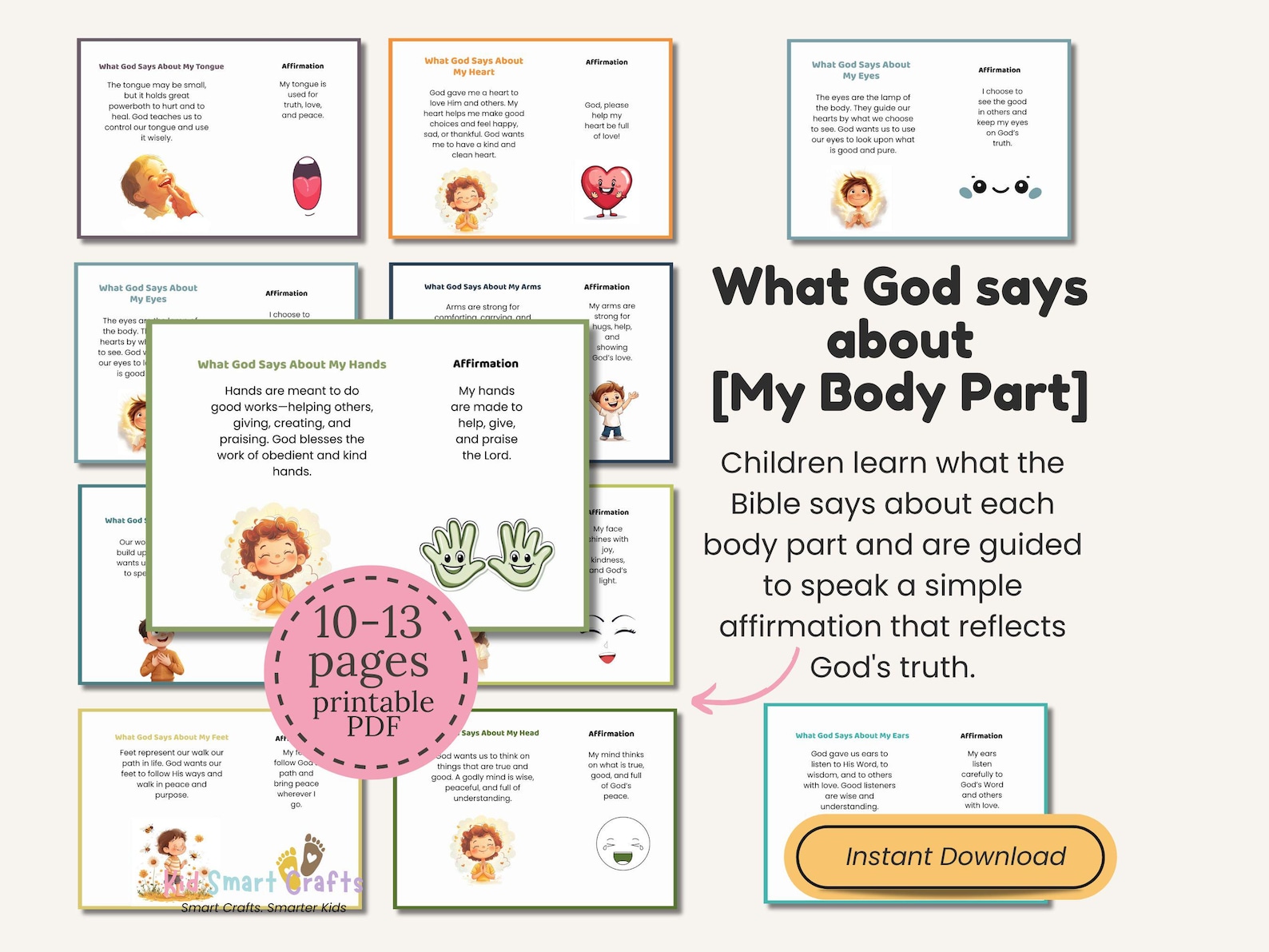 Printable Bible Lessons for Kids Physical Body Parts & Their Bible ...