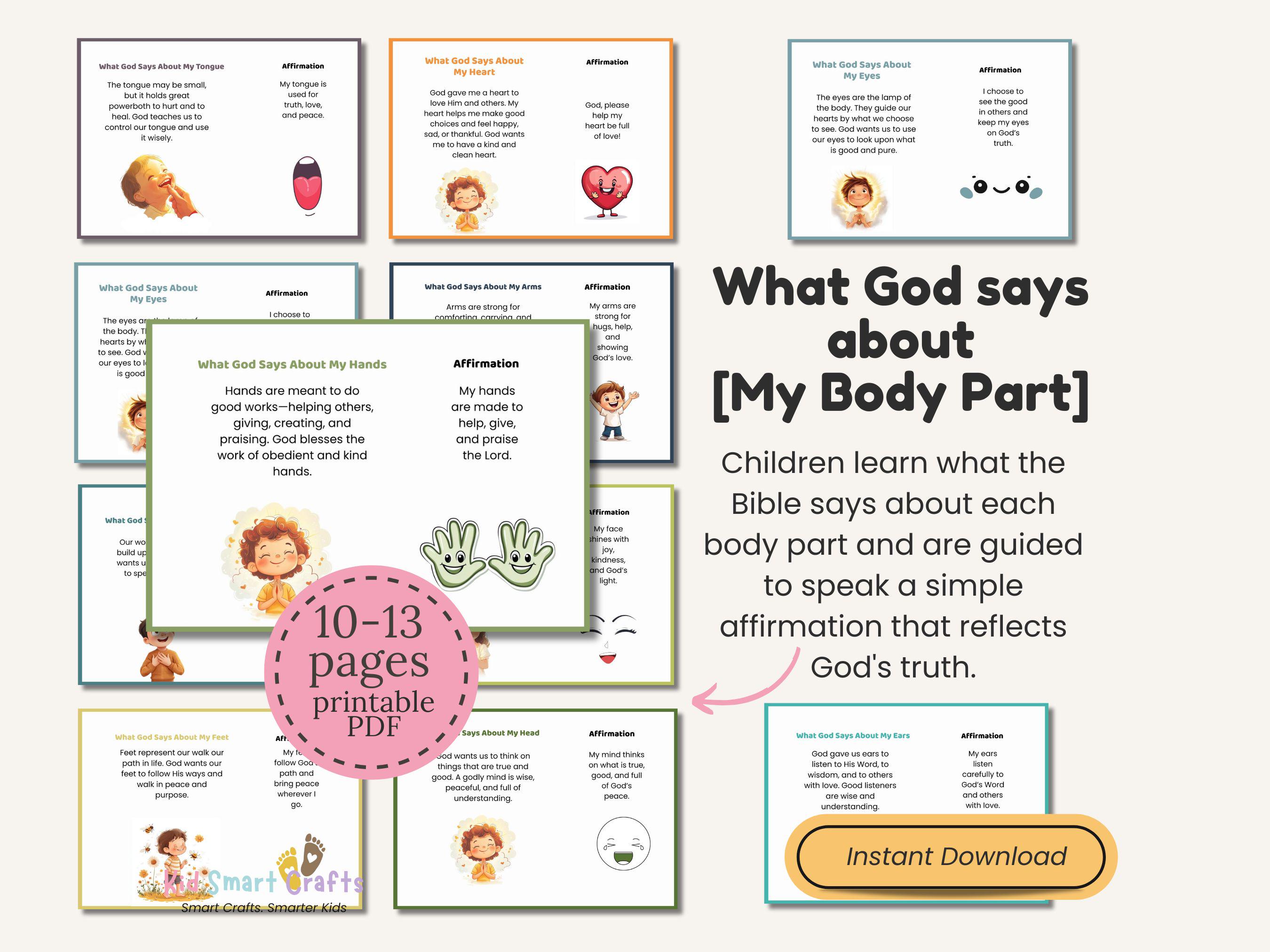 Printable Bible Lessons for Kids Physical Body Parts & Their Bible ...