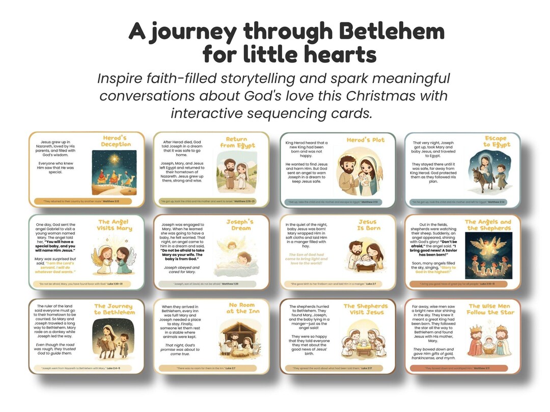Nativity Story Sequencing Cards Set Jesus' Birth Storytelling Printable ...