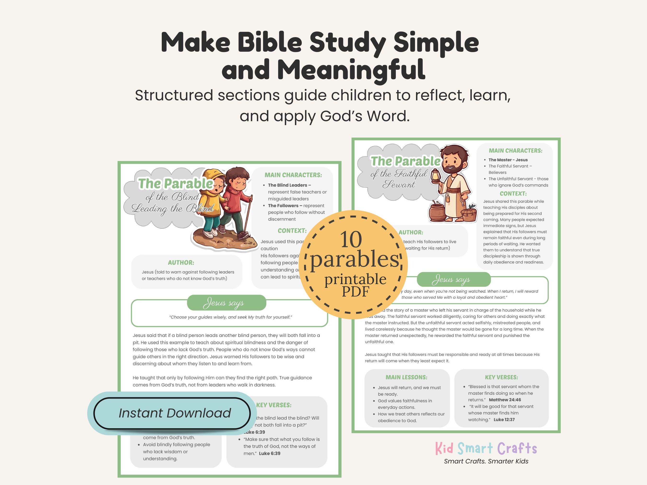 Jesus Parables About Growth and Obedience Study Guide Printable Bible ...