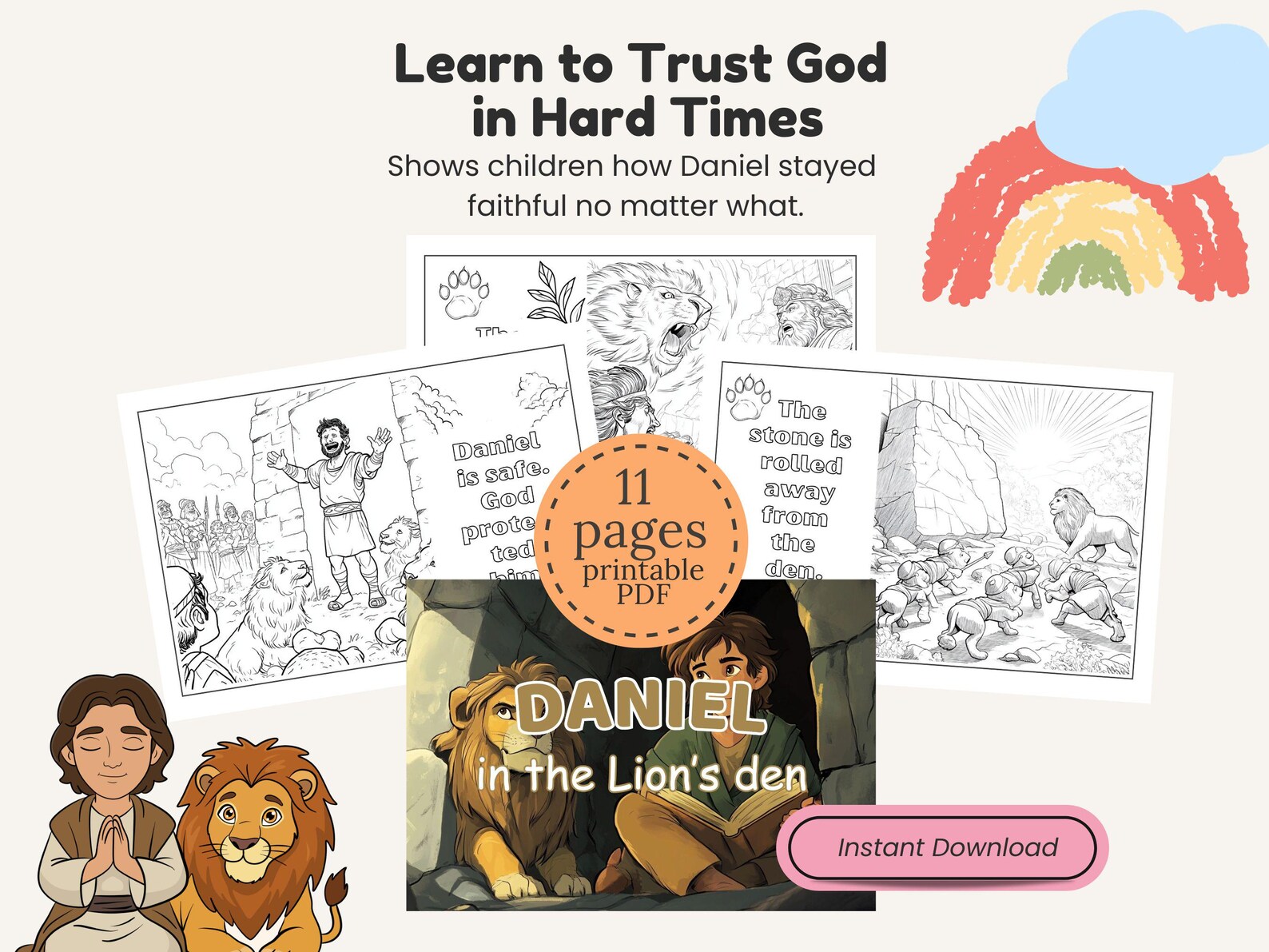 Daniel in the Lion’s Den Bible Story Sequencing Coloring Pages ...
