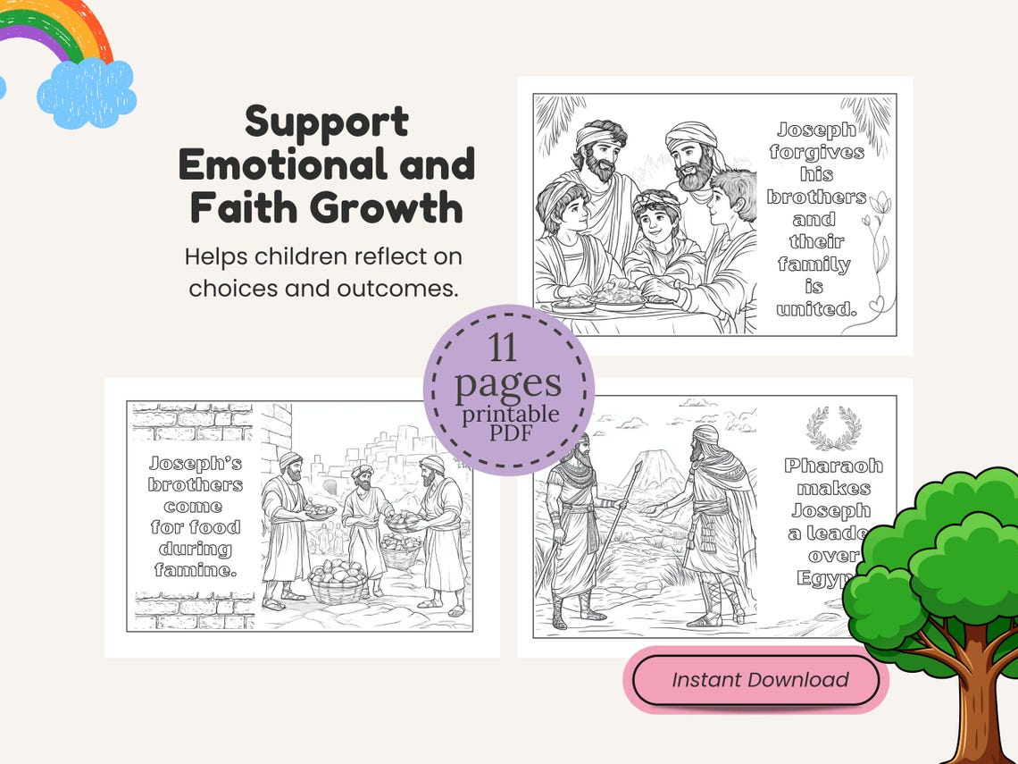 Joseph and His Brothers Bible Story Sequencing Coloring Pages Printable ...