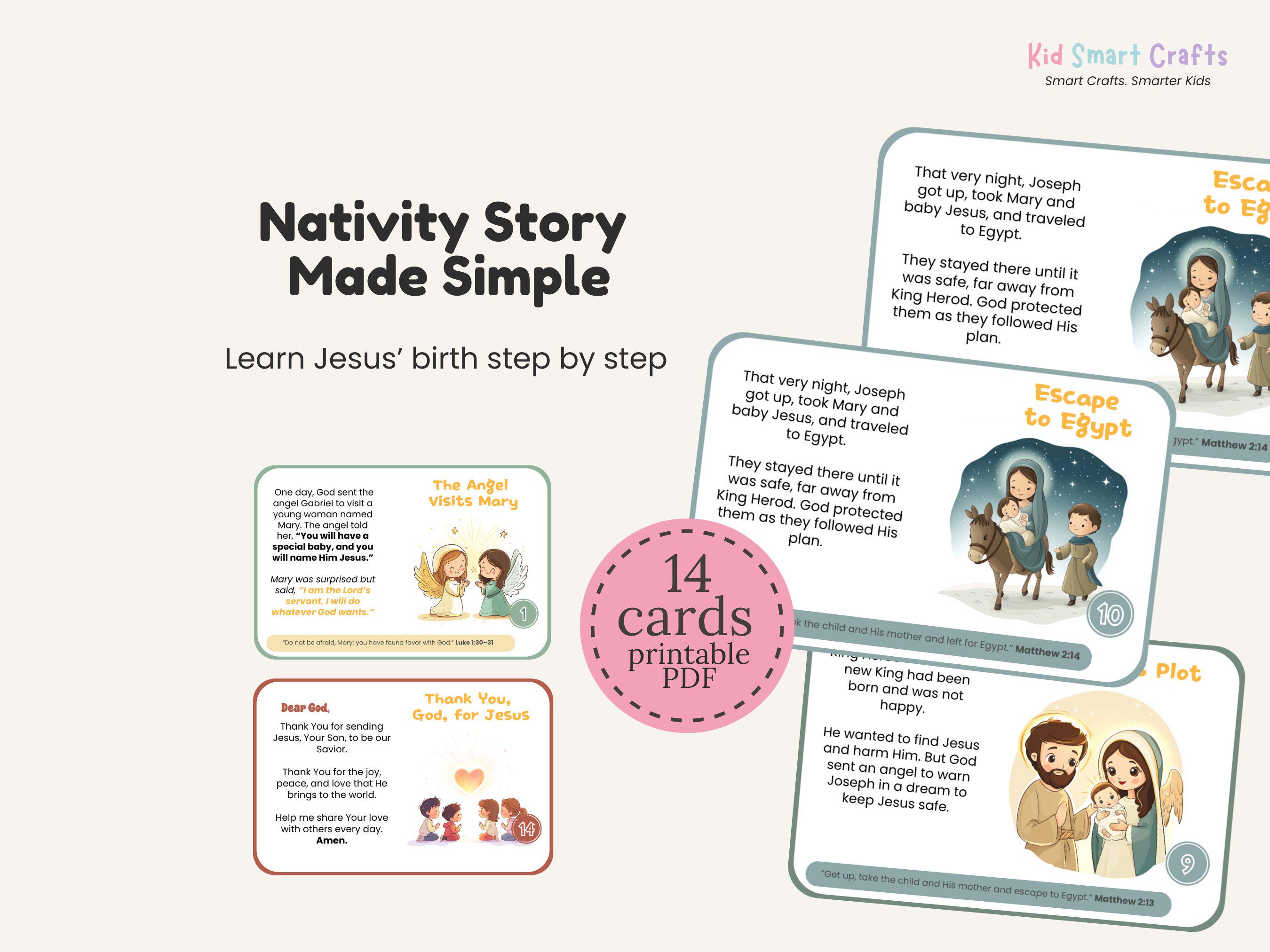 Nativity Story Sequencing Cards Set Jesus' Birth Storytelling Printable ...