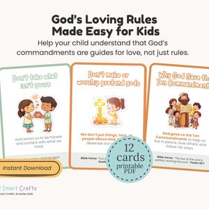 The Ten Commandments Flashcards for Kids Biblical Values Printable ...