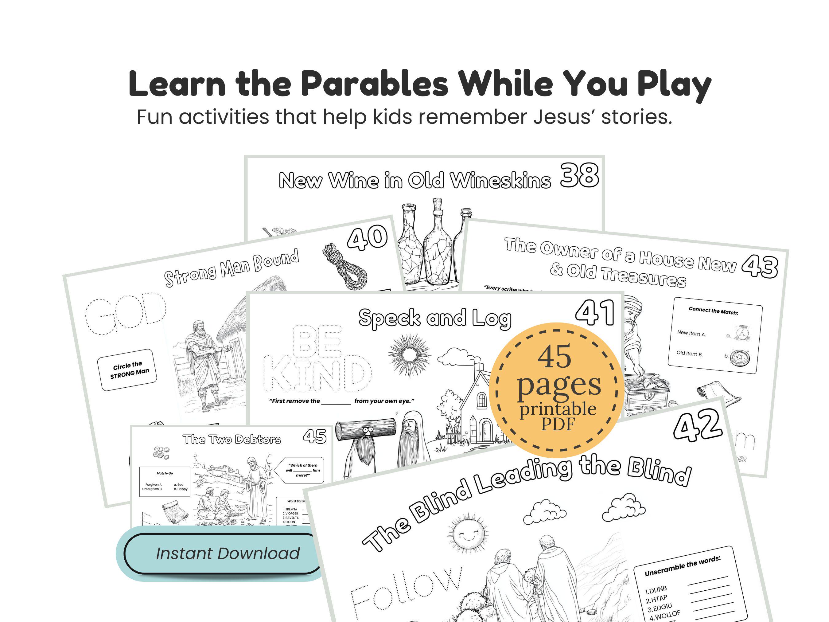 SUPER BUNDLE: Jesus Parables Learning Activity Pack Bible Study Guide ...