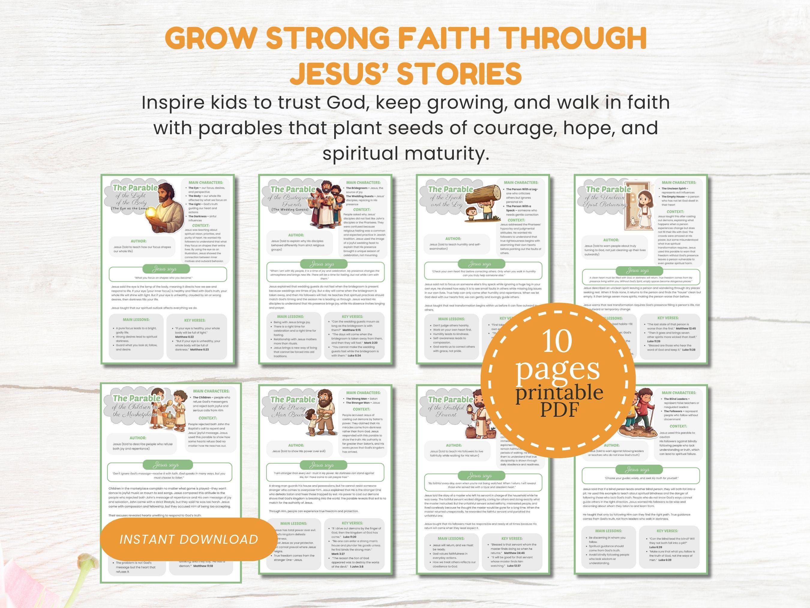 Jesus Parables Bible Study Guide for Christian Kids Jesus Stories ...